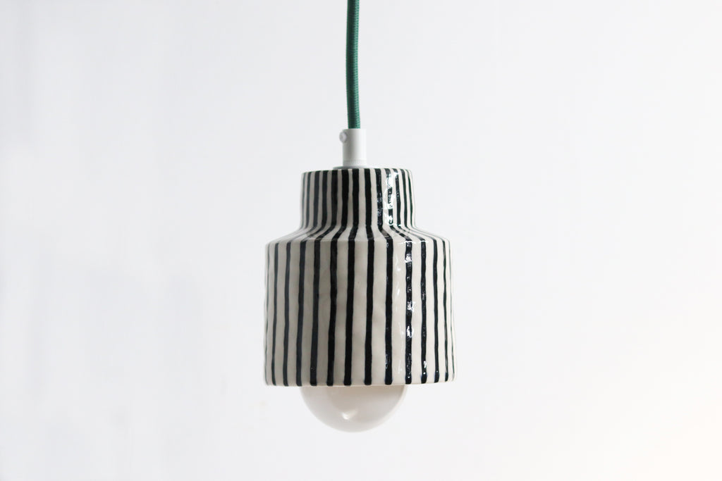Pinstripe Pendant Swag Light - Pine – Elizabeth Benotti Ceramics