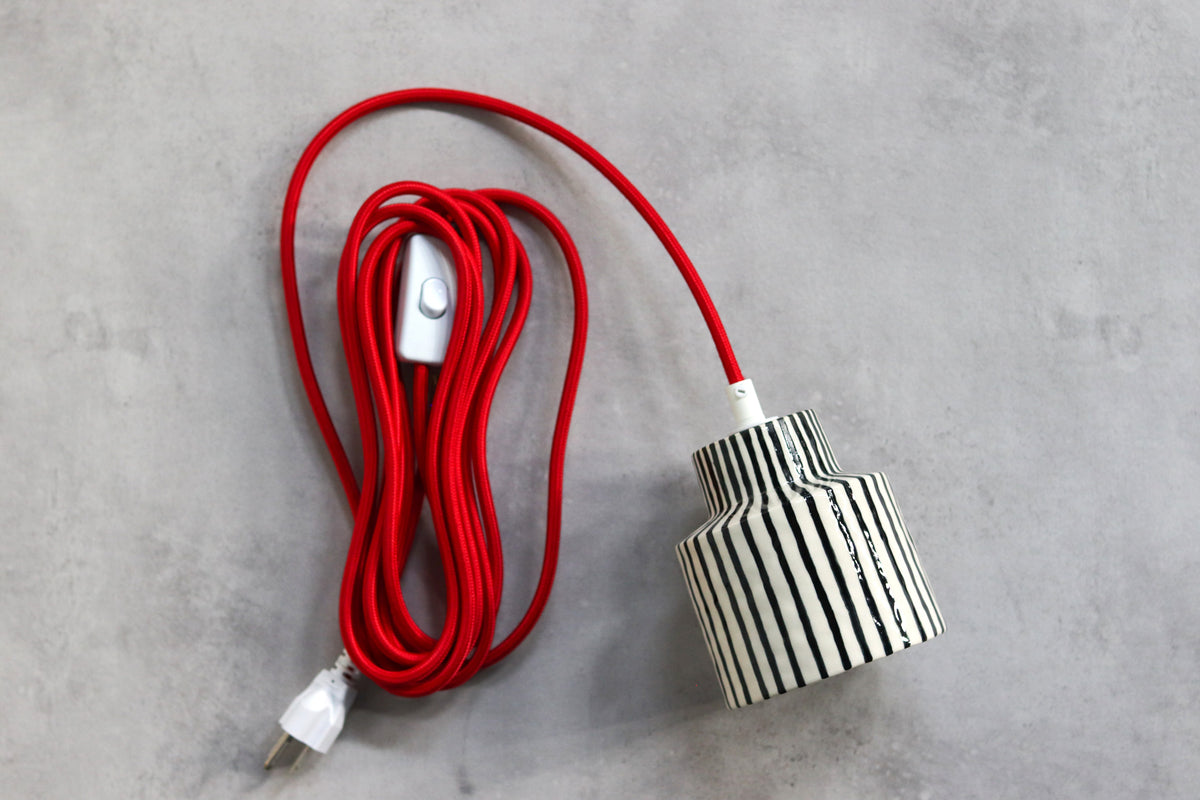Pinstripe Pendant Swag Light - Winterberry – Elizabeth Benotti Ceramics
