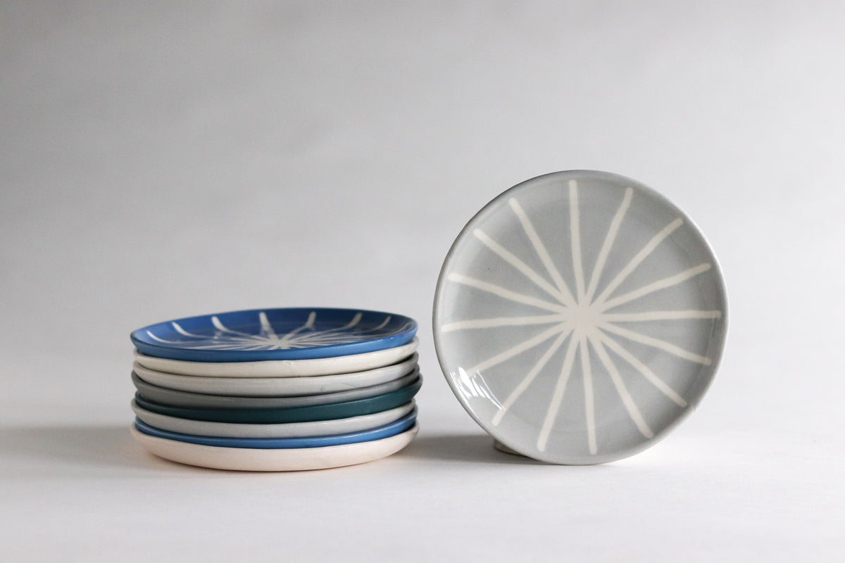 Small Burst Plate - Fog – Elizabeth Benotti Ceramics